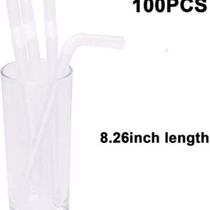 Mini Skater 8.26 inch Plastic Clear Thick Drinking Straws Individually Wrapped PP Material Flexible Drinks Straws for Milkshake Bubble & Tea Soda Smoothies,Pack of 100