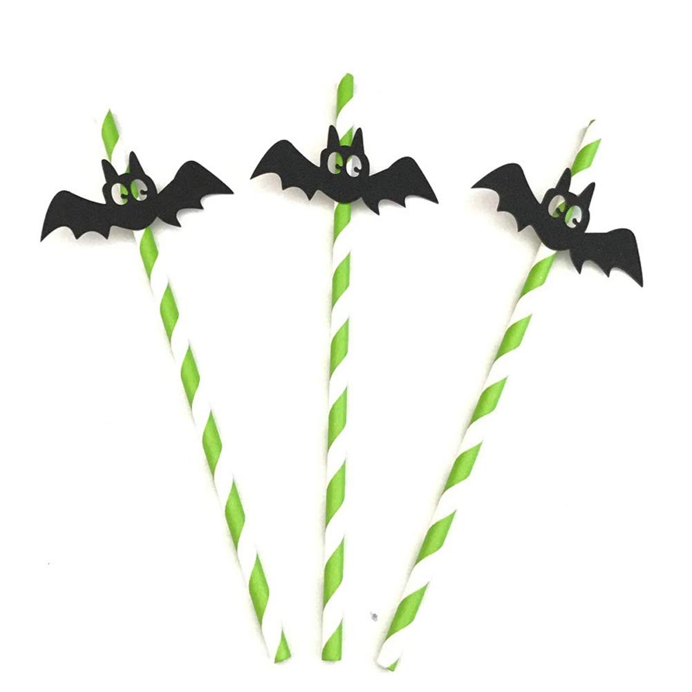 ZaH Pack of 60pcs Halloween Party Straws Disposable Straws for Kids Adult Cute Funny Party Supplies Photo Favor Halloween Decoration (BATS/SKULL/BOO!/SPIDER/PUMPKIN/SWITCH)