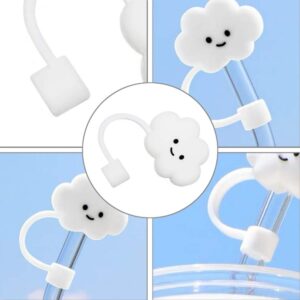 SEWACC 2 Pcs Straw Covers Cloud Shape Silicone Straw Caps Reusable Drinking Straw Tips Lids Straw Toppers for Home Office