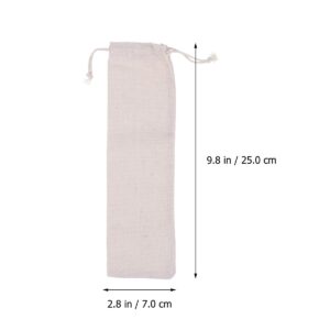 BESTonZON 5 Pcs Cotton and Linen Pouch Bag Straw Carrying Case for Stainless Steel Drinking Straws Cutlery Fork Spoon Storage