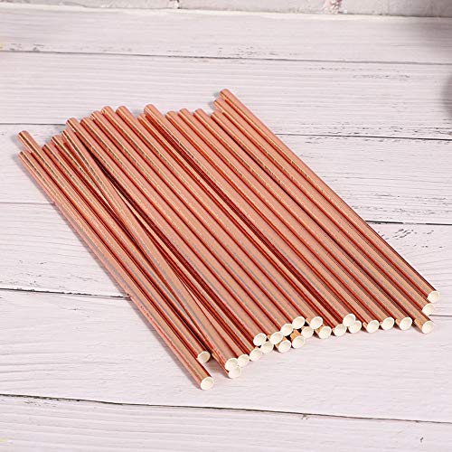 100Pcs Rose Gold Paper Straws Disposable Tableware for Party Birthday Wedding Celebrations Decorations