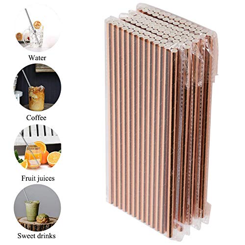 100Pcs Rose Gold Paper Straws Disposable Tableware for Party Birthday Wedding Celebrations Decorations