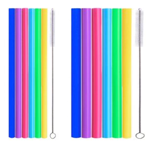 alink 6 silicone smoothie straws + 6 extra wide boba tea straws