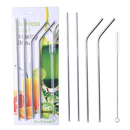 Reusable Straws - Stainless Steel Drinking - Set of 12 + 3 Cleaners - Eco Friendly, SAFE, NON-TOXIC non-plastic CocoStraw Brand