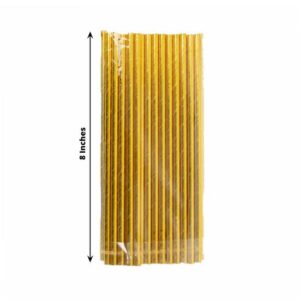 TABLECLOTHSFACTORY 50 Pack | 8" Metallic Gold Foil Food Grade Paper Drinking Straws, Biodegradable Disposable Party Straws