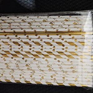 100 packs of gold mixed paper straws biodegradable drink milkshake juice smoothies coffee cocktail drinks birthday baby shower wedding party Wedding bar supplies decor