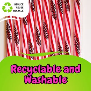 Unbreakable Thick Smoothie Straws – Reusable! Monster Straw® Brand. Premium, Super-Wide™! Durable Hard Straws, Plastic Milkshake Straws, Jumbo Wrapped Boba Straws, Red & White Striped, ½" x 9" 10ct.