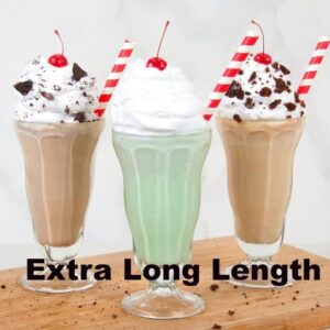 Unbreakable Thick Smoothie Straws – Reusable! Monster Straw® Brand. Premium, Super-Wide™! Durable Hard Straws, Plastic Milkshake Straws, Jumbo Wrapped Boba Straws, Red & White Striped, ½" x 9" 10ct.