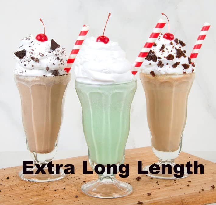 Unbreakable Thick Smoothie Straws – Reusable! Monster Straw® Brand. Premium, Super-Wide™! Durable Hard Straws, Plastic Milkshake Straws, Jumbo Wrapped Boba Straws, Red & White Striped, ½" x 9" 10ct.