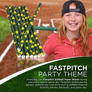 Softball Drinking Straws (16 pack) Girl's Fastpitch Softball Extra Innings Party Collection by Havercamp