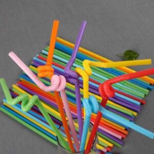 Flexible Disposable Plastic Drinking Straws 100Pcs- 0.23'' Diameter And 10.2'' Long,Stretched Approx 12.8 ''" High (Multicolor-100PCS)