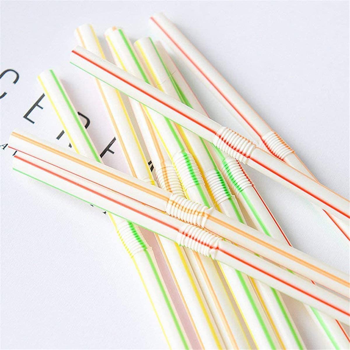 jweemax Flexible Disposable Drinking Straw Bendable/Bendy Straw Colored Cocktail for Beverage Plastic 8 inch