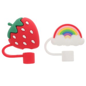 VALICLUD 2 Pcs Creative Cloud Shape Straw Plugs Dust- Proof Funny Straw Caps (Red White) Party Decor