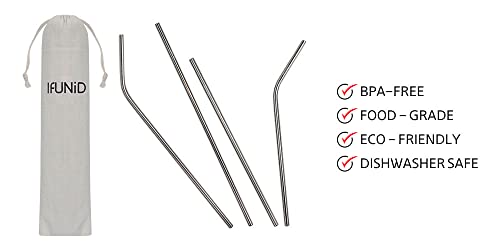 IFUNiD Reusable Stainless Steel Straws 12pcs Set with 2pcs cleaning brushes various size straws for various liquids for a safer earth.