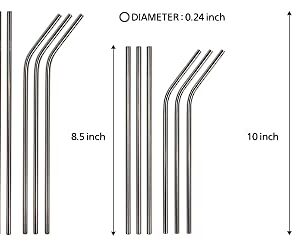 IFUNiD Reusable Stainless Steel Straws 12pcs Set with 2pcs cleaning brushes various size straws for various liquids for a safer earth.