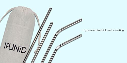 IFUNiD Reusable Stainless Steel Straws 12pcs Set with 2pcs cleaning brushes various size straws for various liquids for a safer earth.