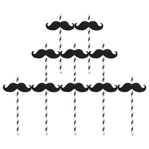 valiclud 20pcs mustache party straws striped paper straws drinking straws for wedding new year birthday party supplies black