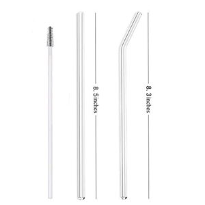 EVEREST GLOBAL Reusable Glass Straws 12 in 1 set 8.5" Drinking Straw for Smoothies Cocktails Bar Accessories Straws with Brushes Inside