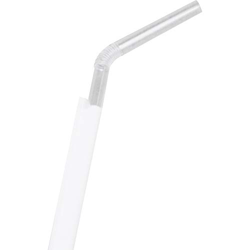 Karat C9091 7.75" Jumbo Flexible Straws (5mm Diameter), Paper-Wrapped, Clear (Case of 10000)