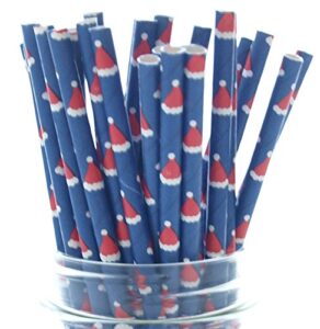 santa straws, christmas santa claus straws (25 pack) - christmas party supplies, kris kringle hats, jolly old saint nick holiday party decorations