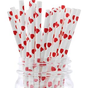 biodegradable paper straws, 300 pieces pack,red heart stripe disposable drinking straws,eco friendly christmas party supplies, birthday, wedding,christmas straws