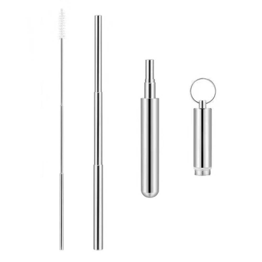 Reusable Metal Straws Collapsible Stainless Steel Straws with Cleaning Brush and Storage Case Portable Collapsible Straws with a Case for Travel Home Metal Straws Drinking