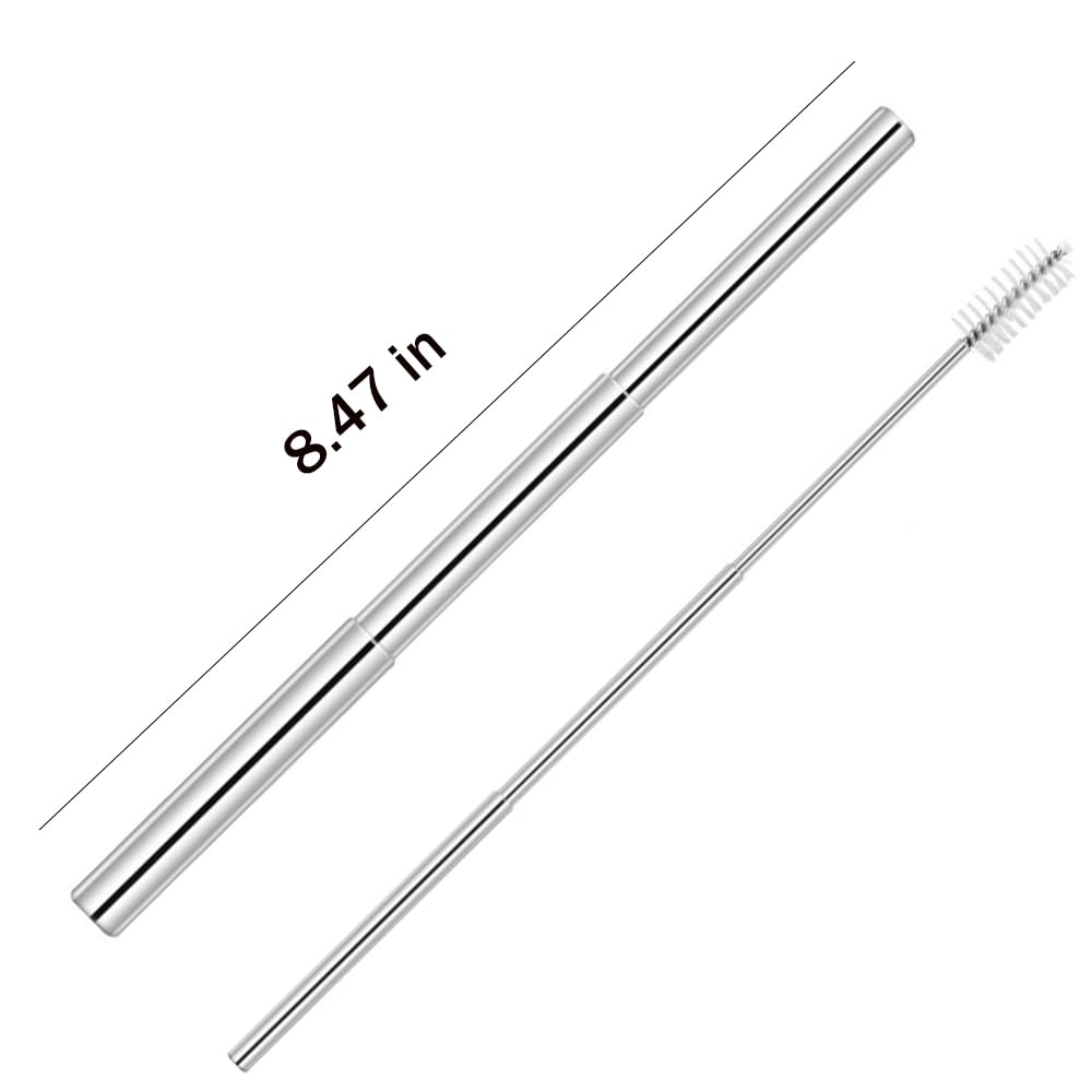 Reusable Metal Straws Collapsible Stainless Steel Straws with Cleaning Brush and Storage Case Portable Collapsible Straws with a Case for Travel Home Metal Straws Drinking