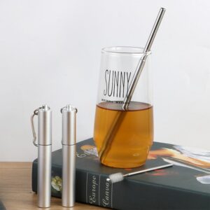 Reusable Metal Straws Collapsible Stainless Steel Straws with Cleaning Brush and Storage Case Portable Collapsible Straws with a Case for Travel Home Metal Straws Drinking