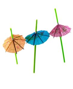 perfect stix 8" neon green umbrella luau and tropical drinking straws 144ct, multicolor