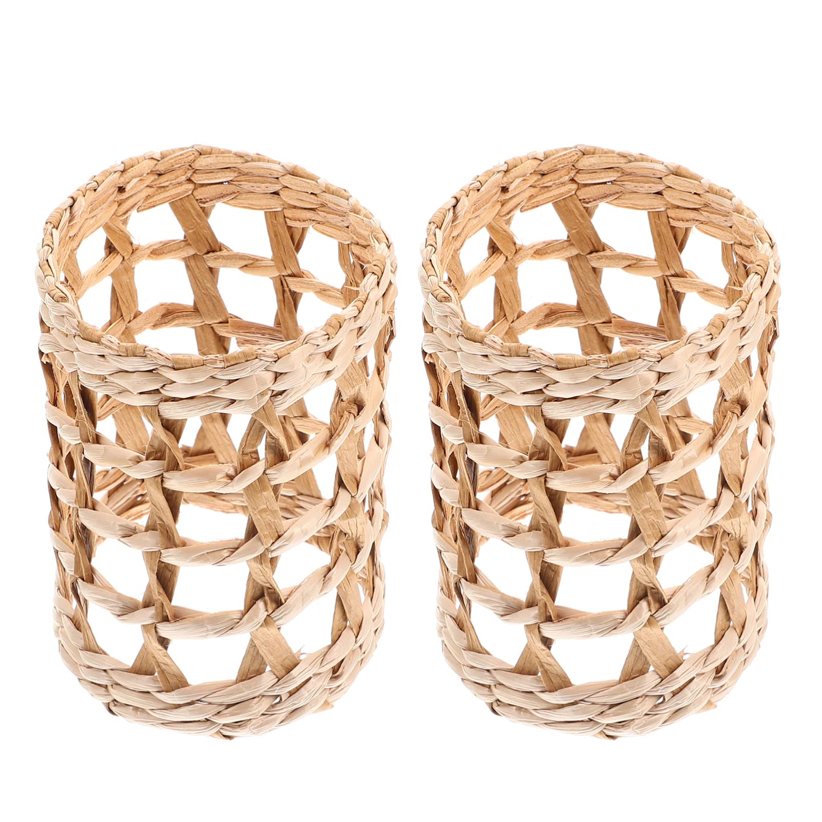 GANAZONO Rattan Vase Woven Vase Sleeve: 2pcs Wicker Cup Holder Rattan Tumbler Sleeves Handwoven Vase Sleeve Pencil Holder Table Centerpiece Decor for Home Garden Cup Sleeve