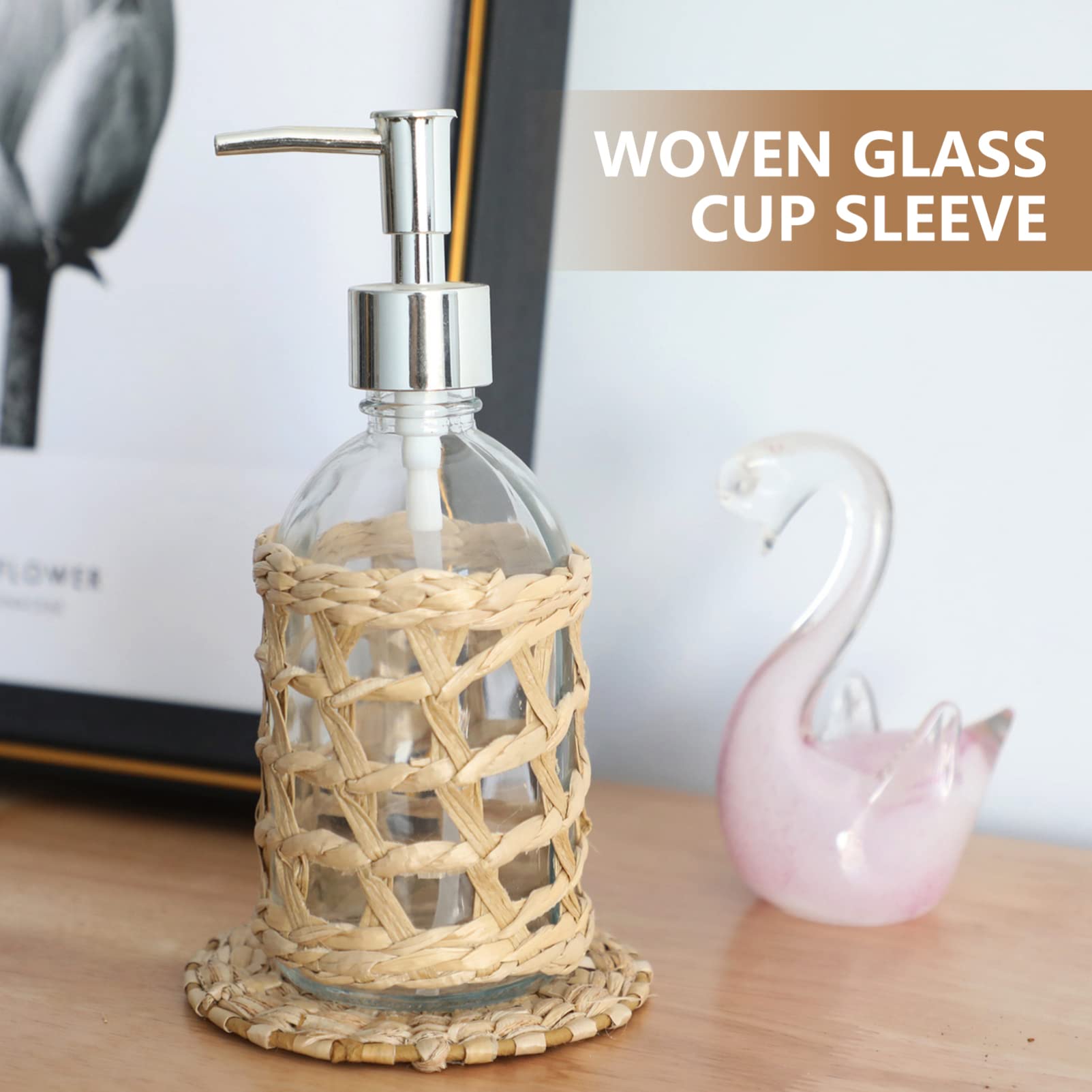 GANAZONO Rattan Vase Woven Vase Sleeve: 2pcs Wicker Cup Holder Rattan Tumbler Sleeves Handwoven Vase Sleeve Pencil Holder Table Centerpiece Decor for Home Garden Cup Sleeve