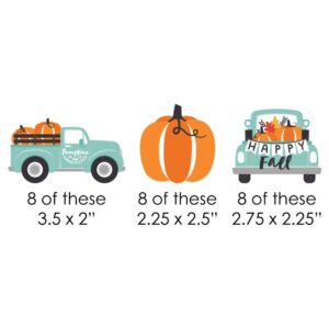 Big Dot of Happiness Happy Fall Truck - Paper Straw Decor - Harvest Pumpkin Party Striped Decorative Straws - Set of 24