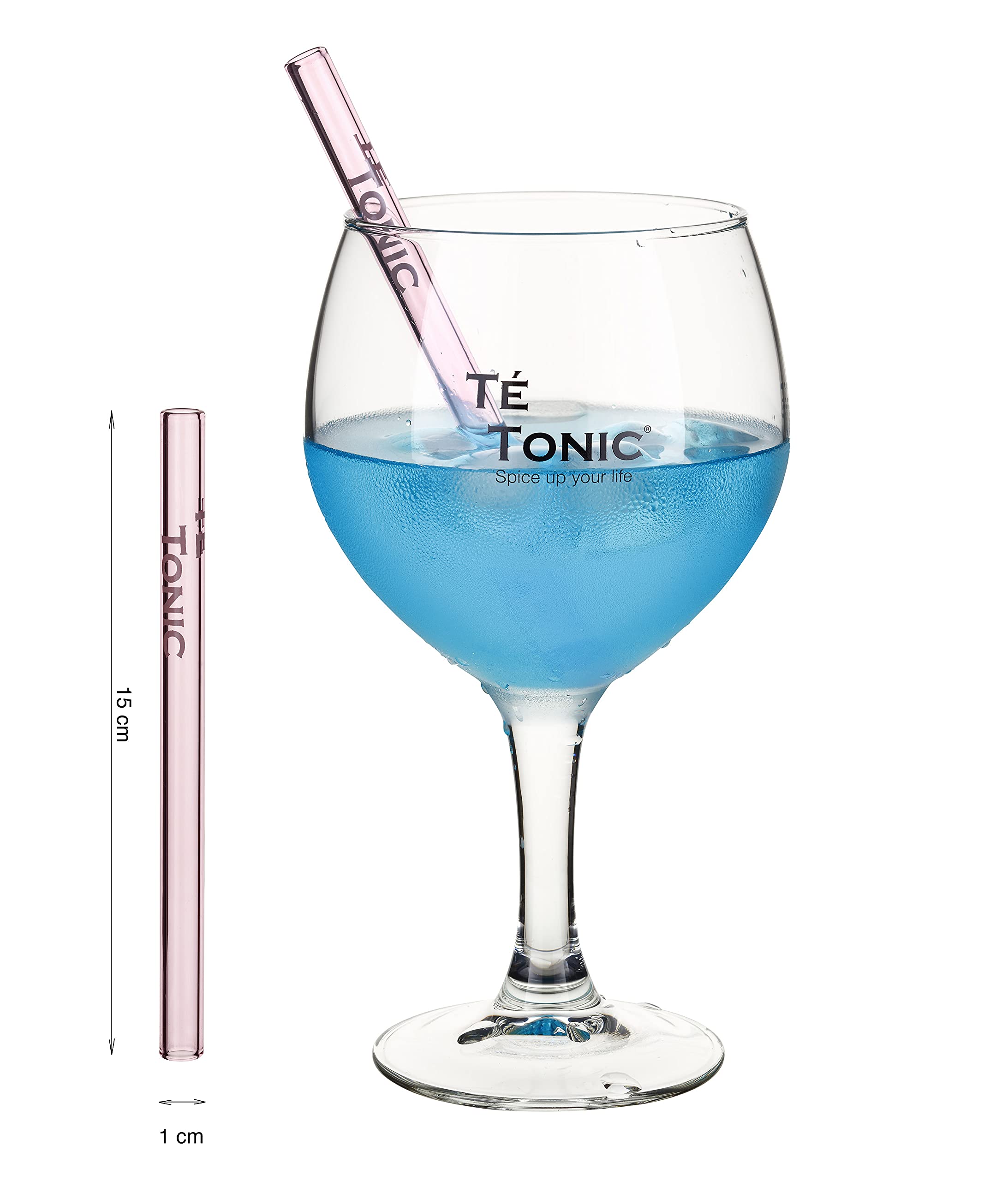 Te Tonic 6 colored reusable glass drinking straws - Environmentally friendly straws - cleaning brush included