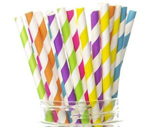 hawaiian luau straws, hawaii party supplies (25 pack) - polynesian tropical hula island straws, luau party decorations, striped beach wedding party straws