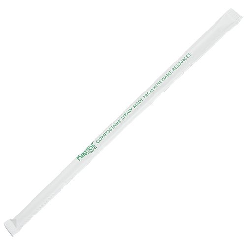 Karat Earth C9200 9.75" Jumbo PLA Straws, Paper-Wrapped, Clear (Case of 4800)