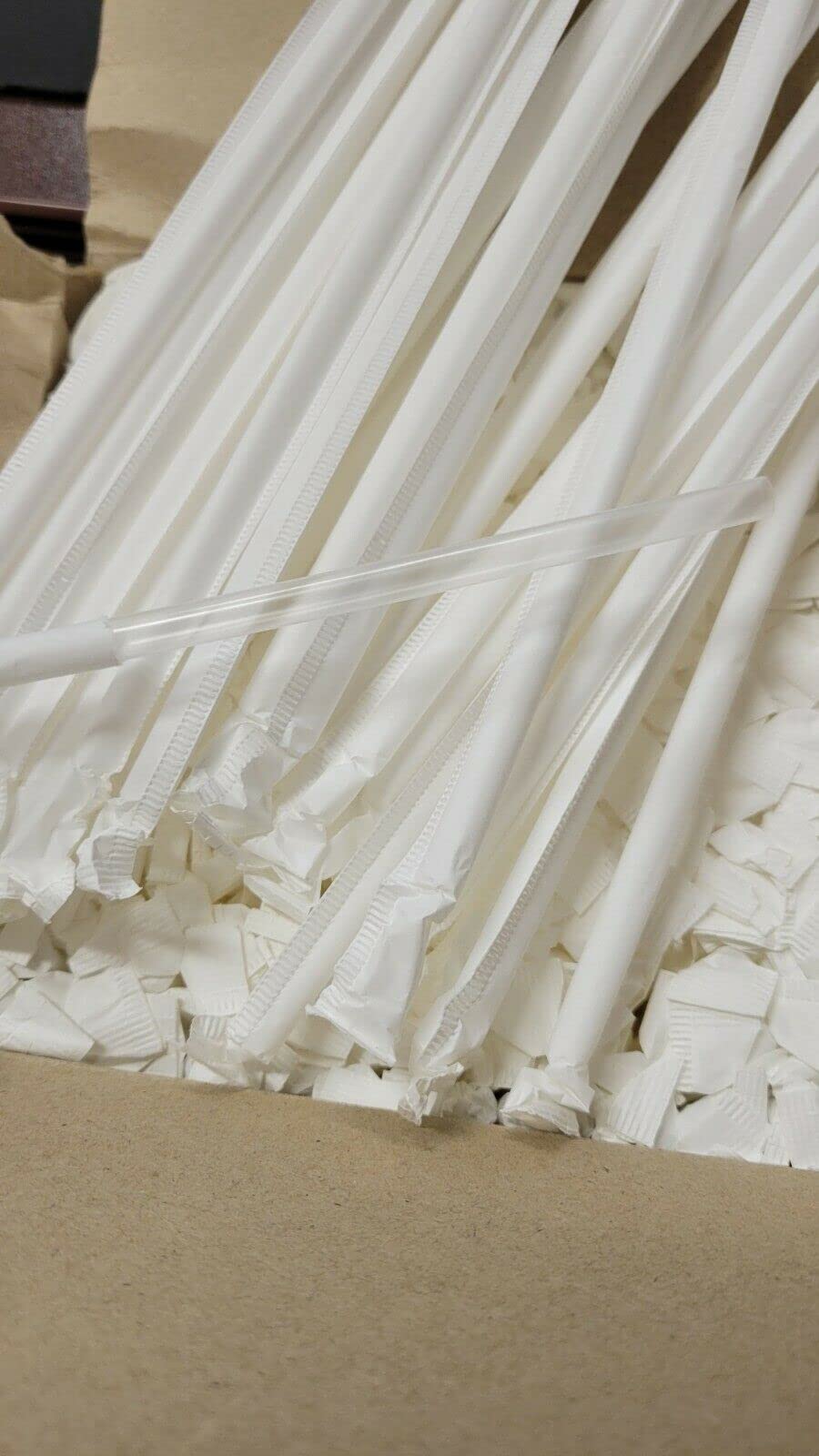 Plastic Drinking Straws Paper Wrapped 7.75" inch Translucent Plastic Straws (500)