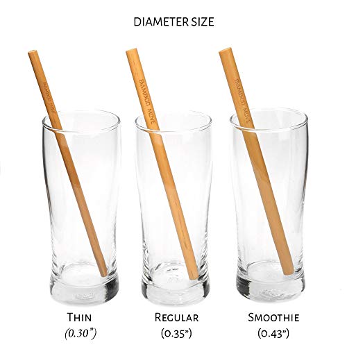 Personalized Bamboo Straw Individual kit - MOVE Line by Bamboo Step: 1 Reusable Straw and a cleaning brush in a kraft paper box. Laser Engraving of Custom Text. (Regular Diameter size)