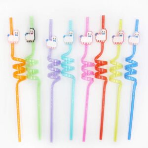 magik 24-48 pack reusable unicorn alpaca mermaid straws daughters girls party favor kids (alpaca, 48)