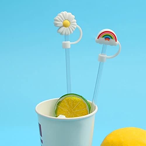 Cute Splash Proof Reusable Cartoon Plugs Cover Straw Tips Silicone Straw Plug Drinking Dust Cap Cup Accessories(Type 7)