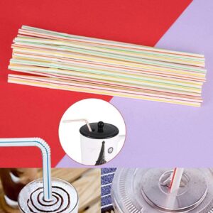 500pack Plastic Straws Disposable Bendable Straws 8" Long Flexible Bendy Straws for Home Bar Store Party (striped)