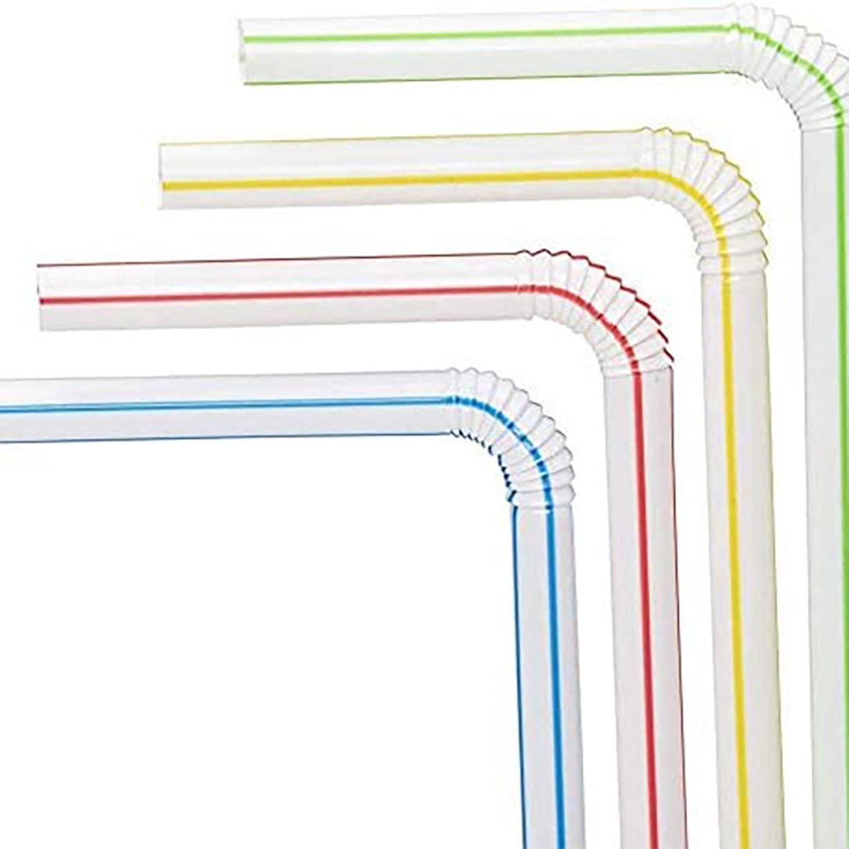 500pack Plastic Straws Disposable Bendable Straws 8" Long Flexible Bendy Straws for Home Bar Store Party (striped)