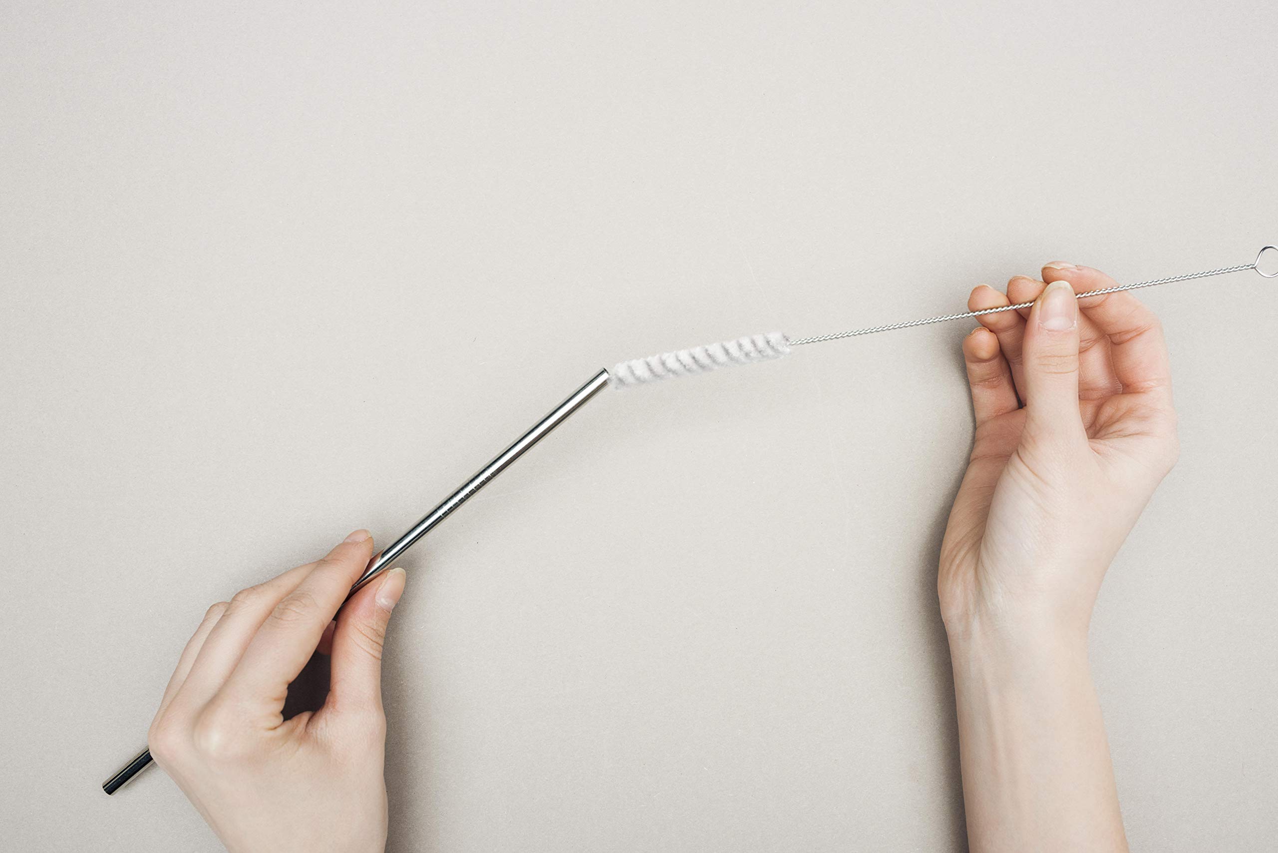 Sunny Straws Re usable Ultra-Long Stainless Steel Straw Set Including (2) Brushes & (1) Linen Pouch - PERFECT FOR COLD DRINKS AND TUMBLERS (Silver)