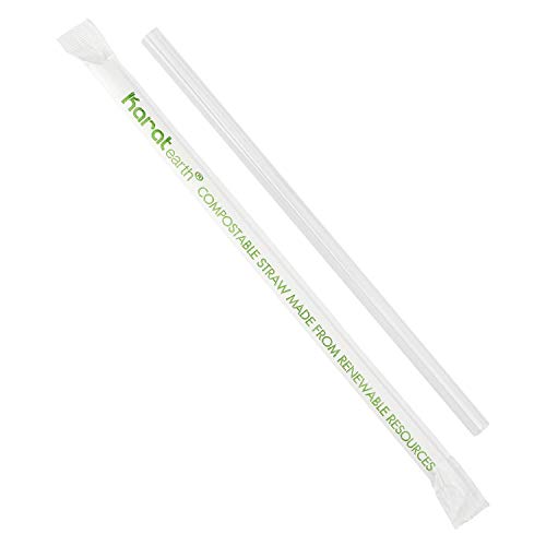 Karat Earth 7.75" Giant PLA Straws (7mm) Paper Wrapped - Clear (Case of 1200)