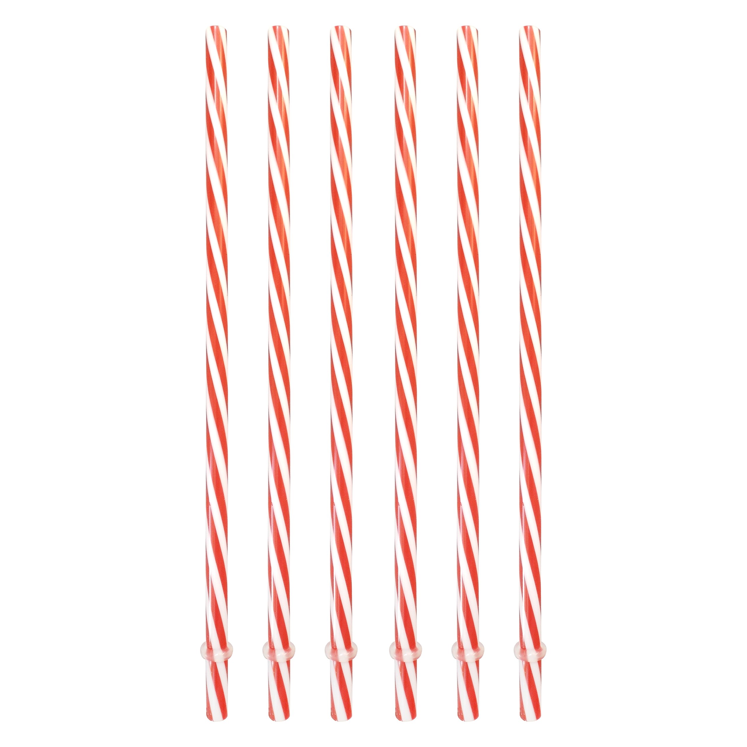 Sunshine Mason Co. Plastic Reusable Drinking Straws 6 Pieces, Red Stripe