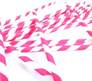 bella cupcake couture paper party striped straws, pink/white