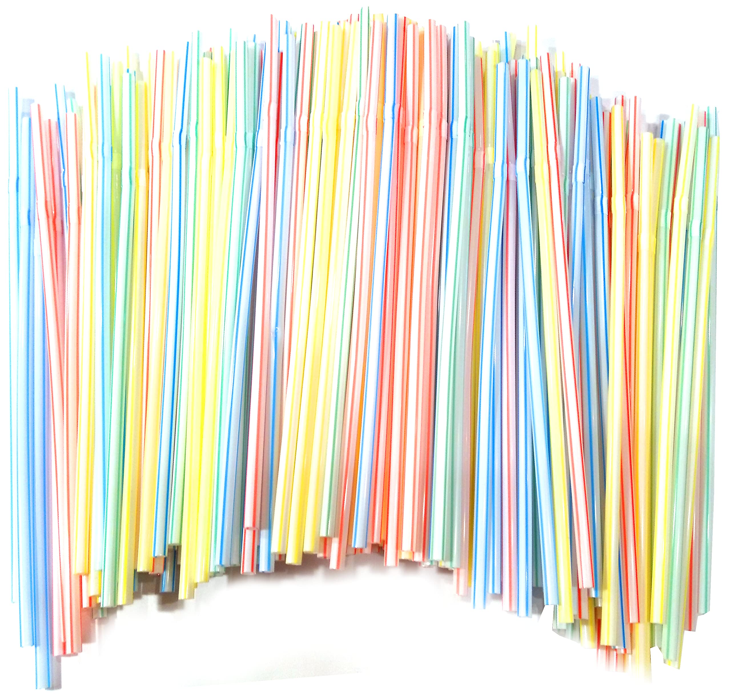 A Miniature Sleigh 200 Pack Plastic Bendy Drinking Straws - Disposable Flexible Bendable Reusable Straws for Kids