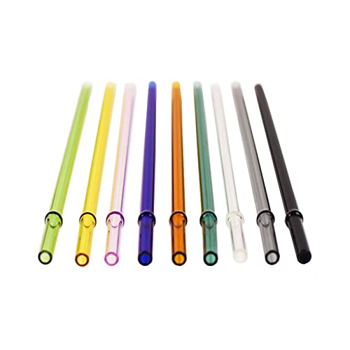 Reusable Glass Straws Colored Borosilicate Glass Straight Tubes Food Grade Heat Resistant Straws Suitable for Hot and Cold Drinks Such As Beverages Milkshakes Smoothies Wine Etc,Black