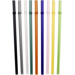 Reusable Glass Straws Colored Borosilicate Glass Straight Tubes Food Grade Heat Resistant Straws Suitable for Hot and Cold Drinks Such As Beverages Milkshakes Smoothies Wine Etc,Black