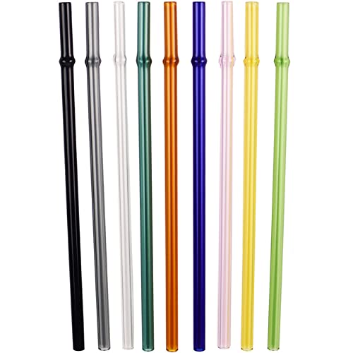 Reusable Glass Straws Colored Borosilicate Glass Straight Tubes Food Grade Heat Resistant Straws Suitable for Hot and Cold Drinks Such As Beverages Milkshakes Smoothies Wine Etc,Black