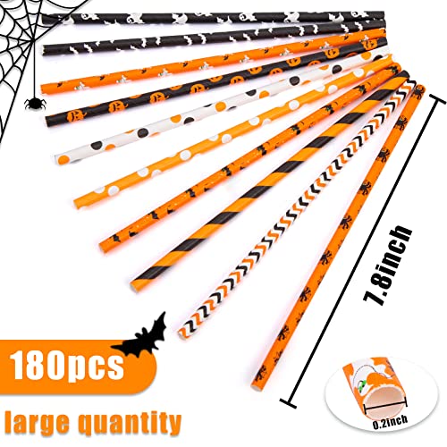 HANSGO 180PCS Halloween Paper Straws and Disposable Colorful Drinking Straws